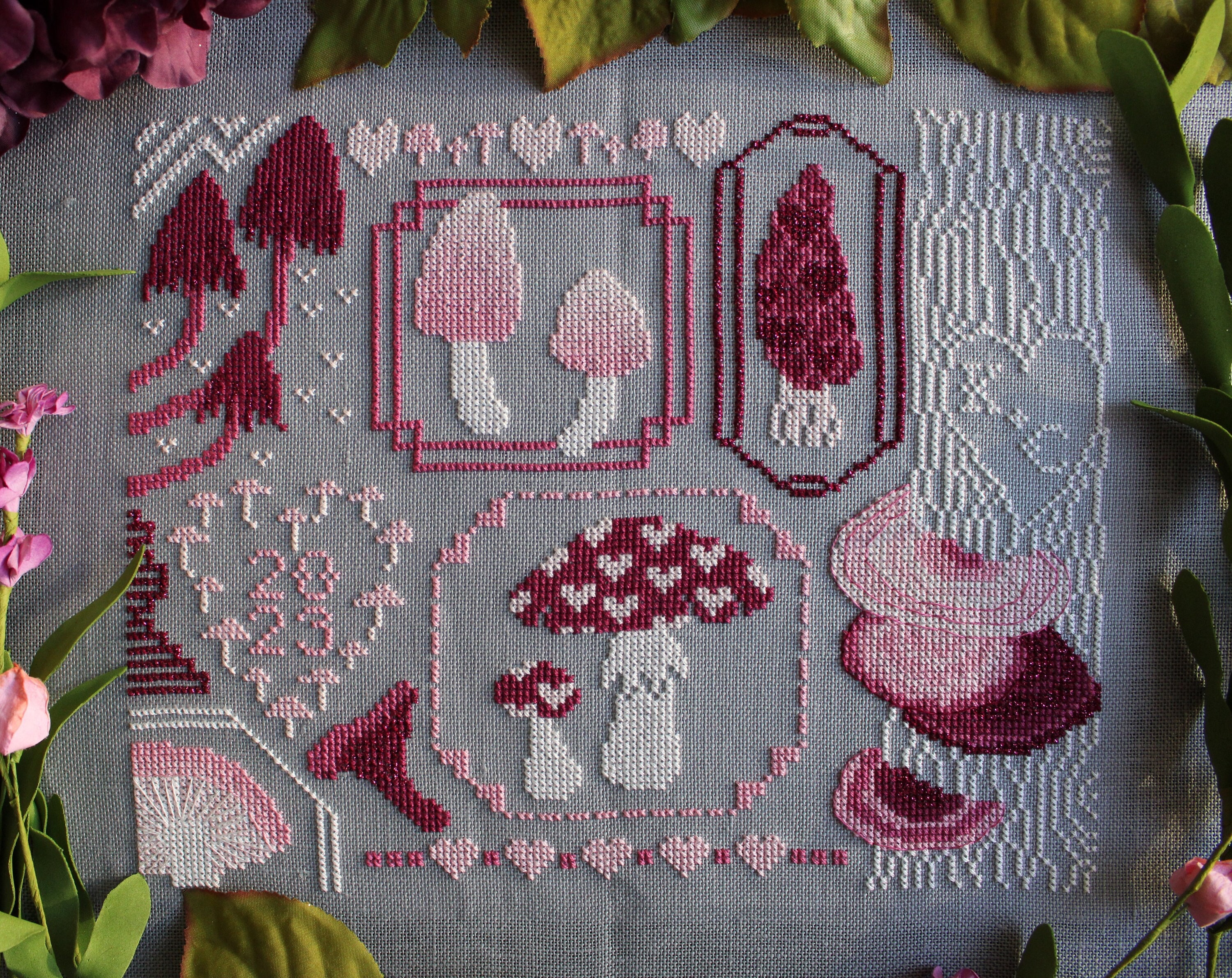 My Mushy Valentine - Mushrooms and Hearts Valentine's Sampler - PDF ...