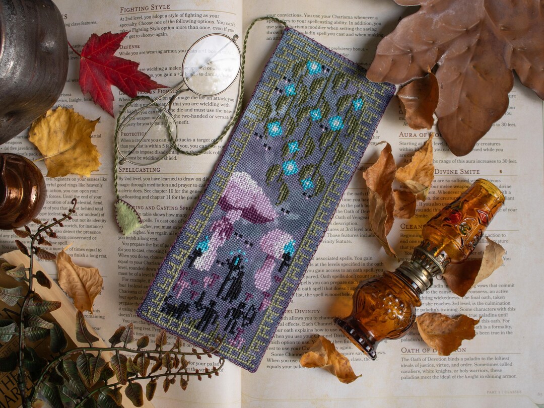 Dungeon Crawling Bookmark Cross Stitch Pattern - Giant Mushrooms and ...