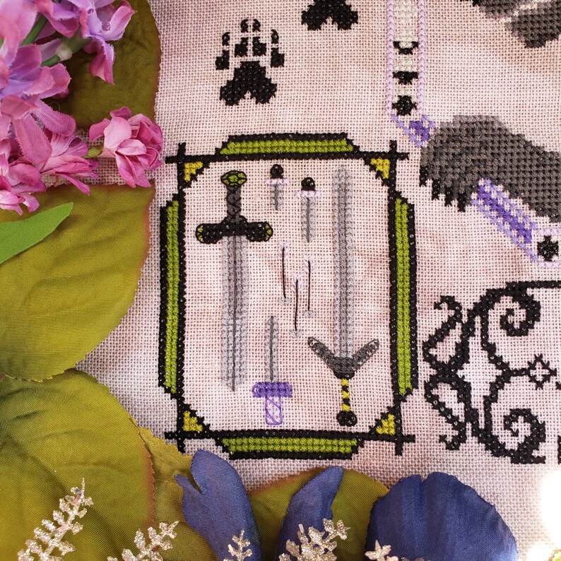 Werewolf Sampler Cross Stitch Pattern - Quaker Style Motifs - Wolfsbane ...