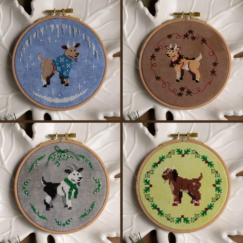 Goat Christmas Cross Stitch - Etsy UK