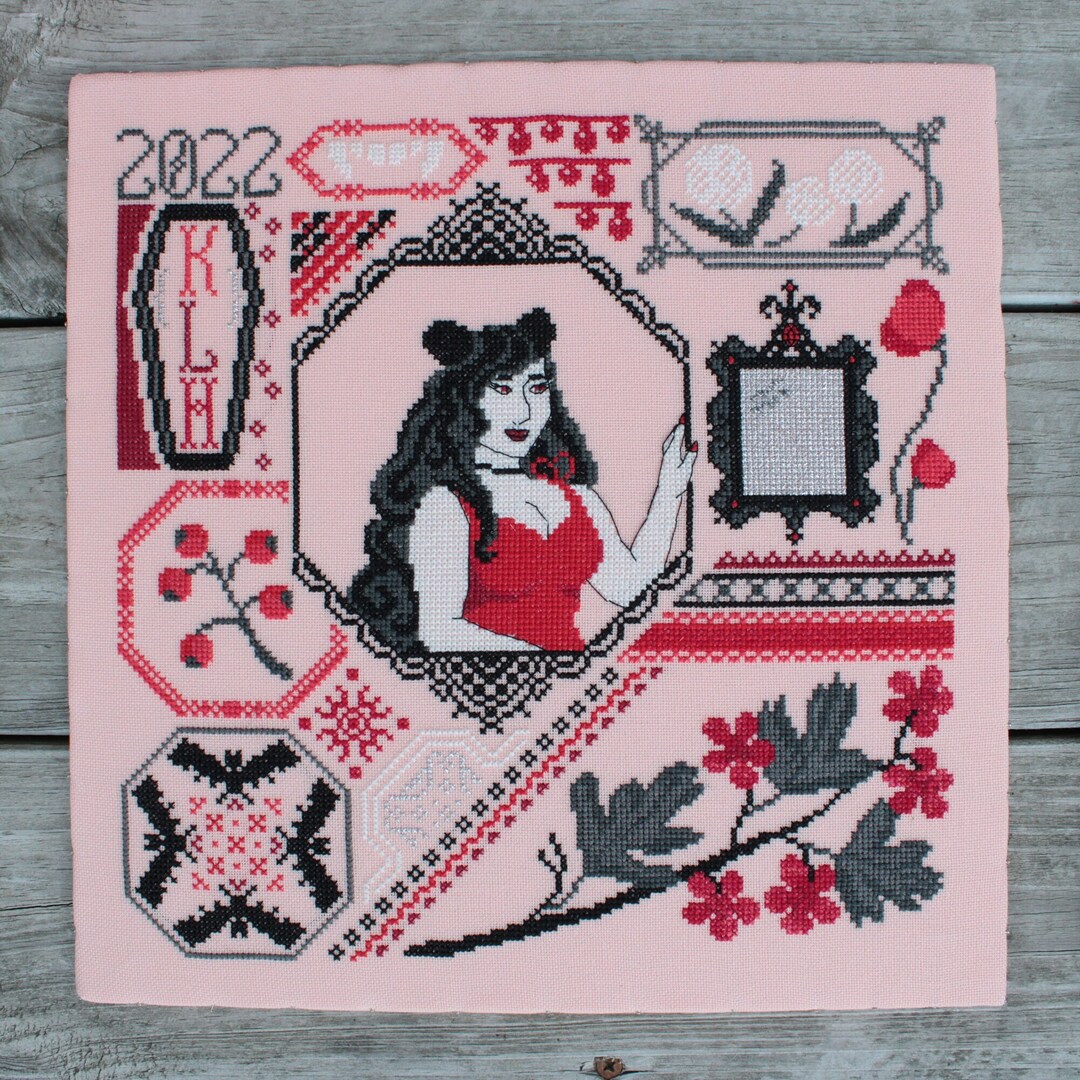 Vampire Sampler Cross Stitch Pattern - Modern Quaker Motifs - Halloween Myth - Hawthorn, Allium ...