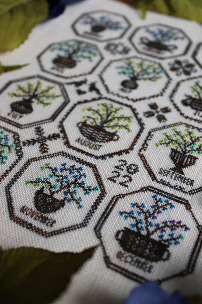 Quaker Basket Sampler - Leaves Temperature Chart Cross Stitch Pattern ...