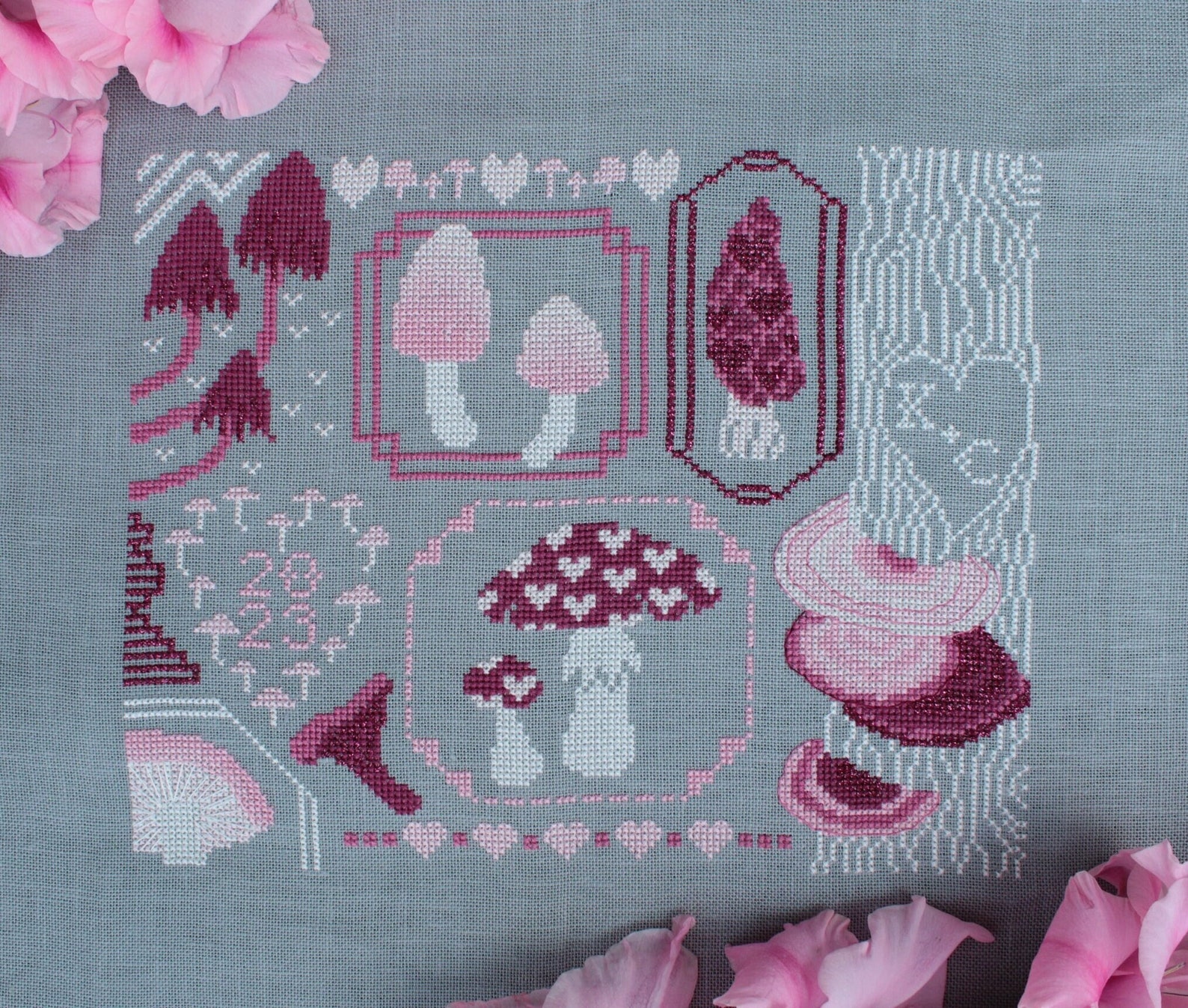 My Mushy Valentine - Mushrooms and Hearts Valentine's Sampler - PDF ...