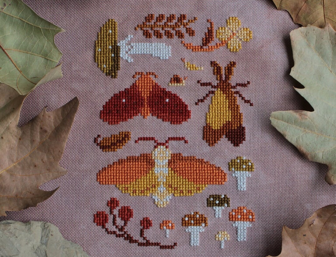 Midafternoon Nature Walk - Cottagecore Cross Stitch Pattern - Moths and ...