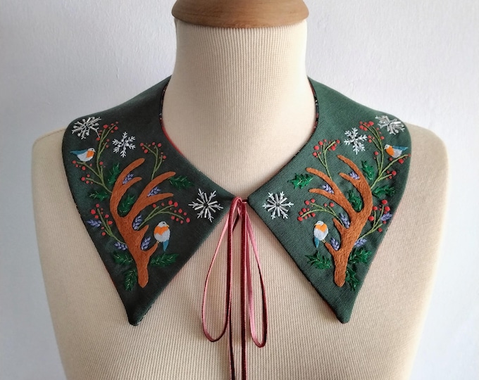 Hand Embroidered Detachable Collar, Peter Pan Collar, Christmas ...