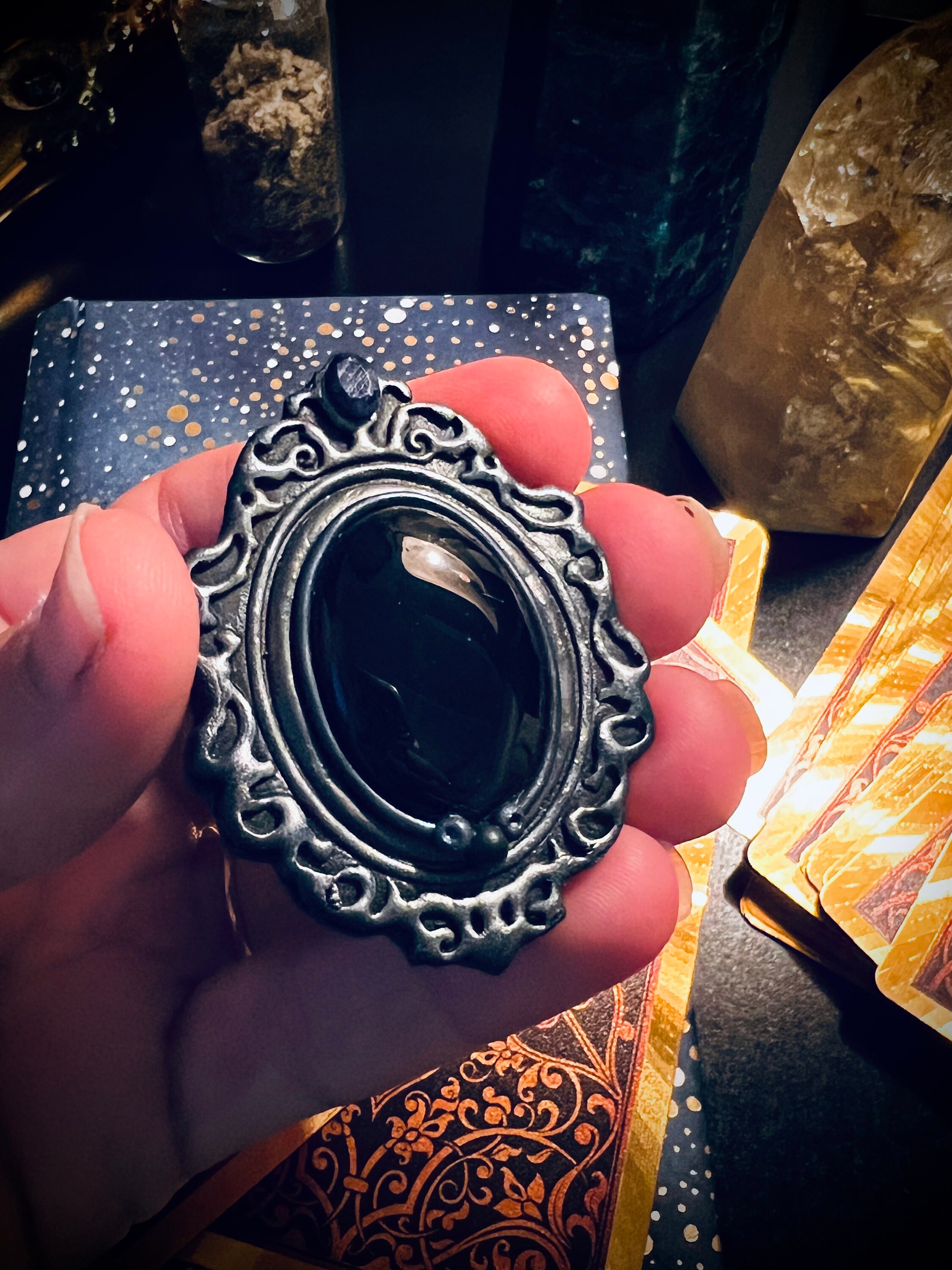 Obsidian Scrying Mirror Talisman Pocket Scrying Mirror Magick Gothic ...