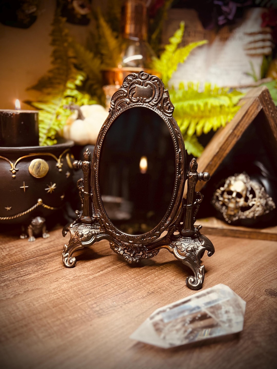 Scrying Mirror Timealia Antique Tilt Oval Glass Divination Mirror ...
