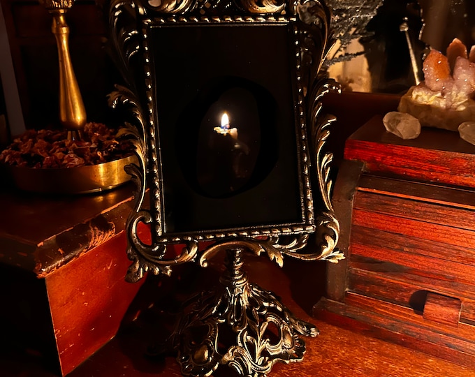 SOLD Scrying Mirror antique Bronze Square Glass Divination Mirror ...