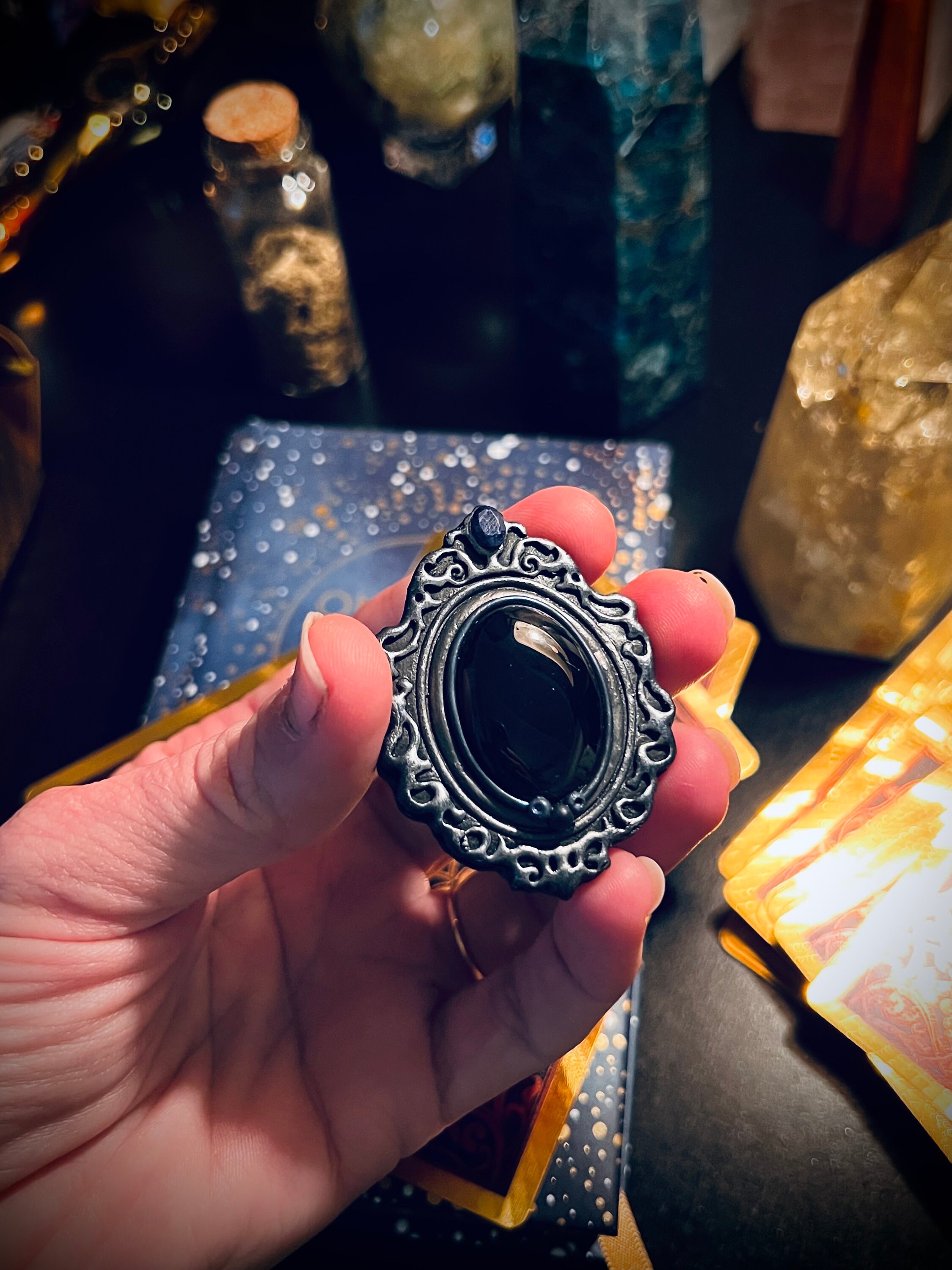Obsidian Scrying Mirror Talisman Pocket Scrying Mirror Magick Gothic ...