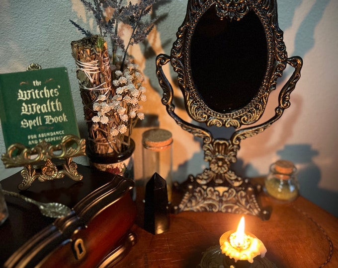 SOLD Scrying Mirror Antique Tilt Oval Glass Divination Mirror Shadow ...