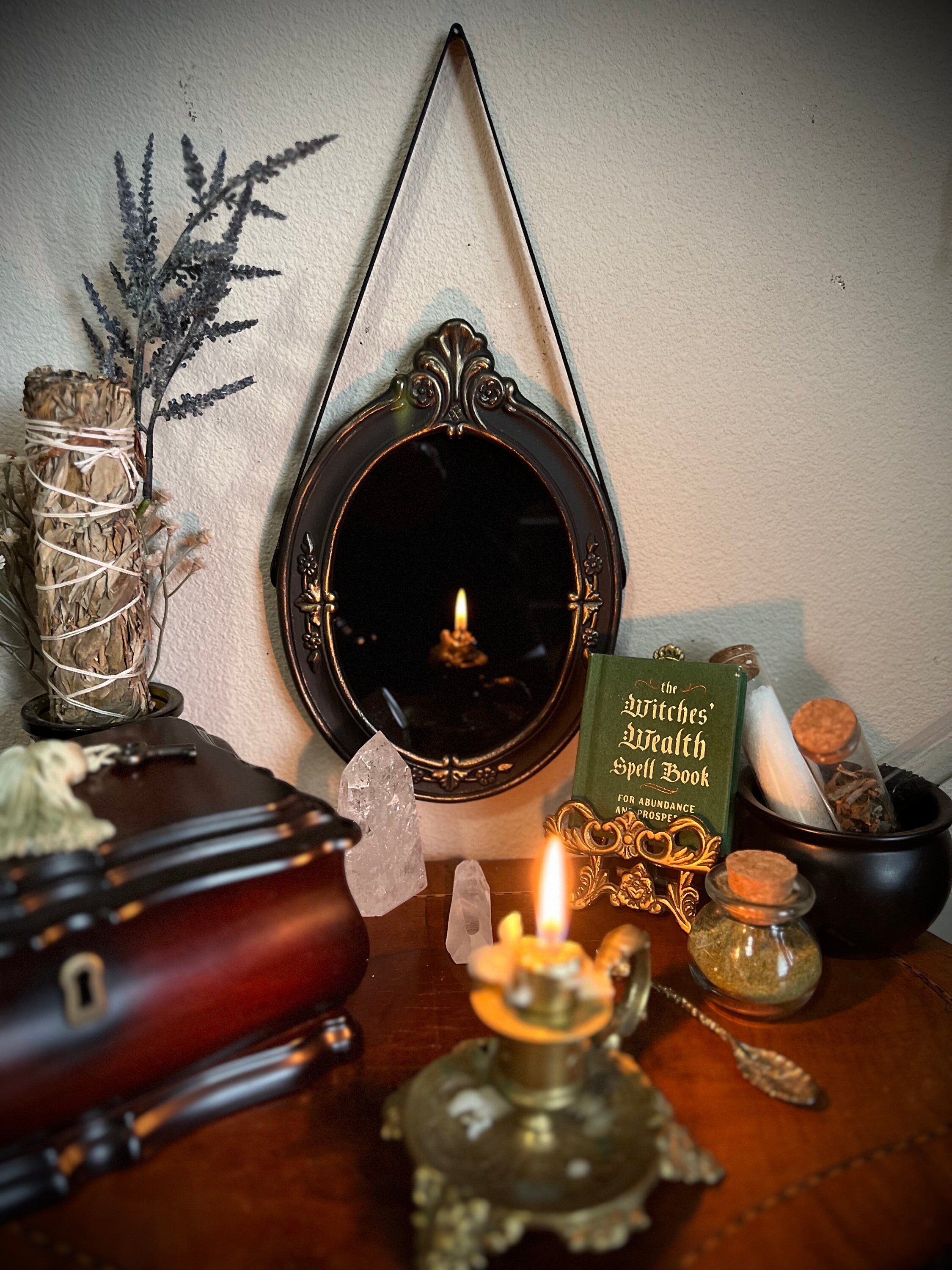 Scrying Mirror Oval Glass Divination Hanging Magical Mirror Shadow Work ...