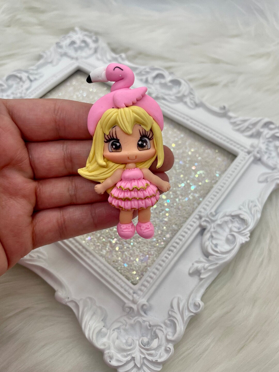 Clays for Bows, Clay Dolls, Flamingo Girl Clay, Bow Centers, Clays for ...