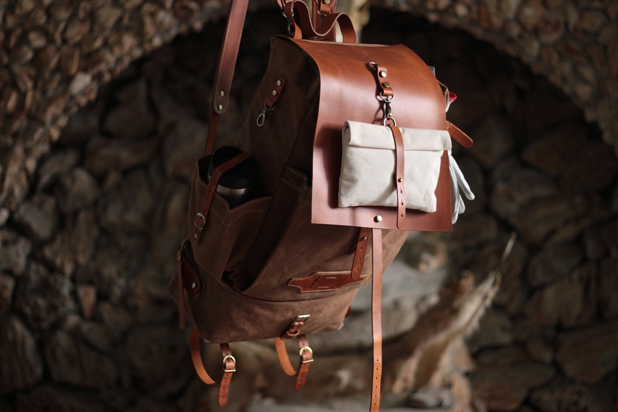 Waxed Canvas Backpack Leather Backpack / Bushcraft Pack / Bushcraft ...