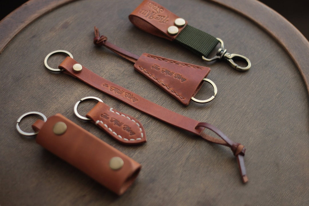Personalized Leather Key Fob | Stamped Leather Keychain - Monogram Key ...