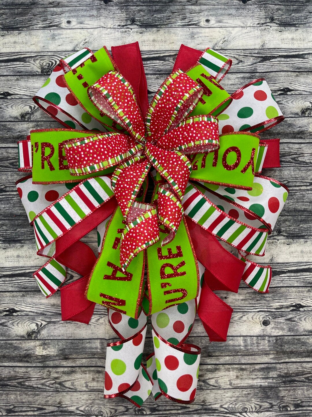 Festive Large Gift Bow Tree Topper: Unique Christmas Lantern Swag ...