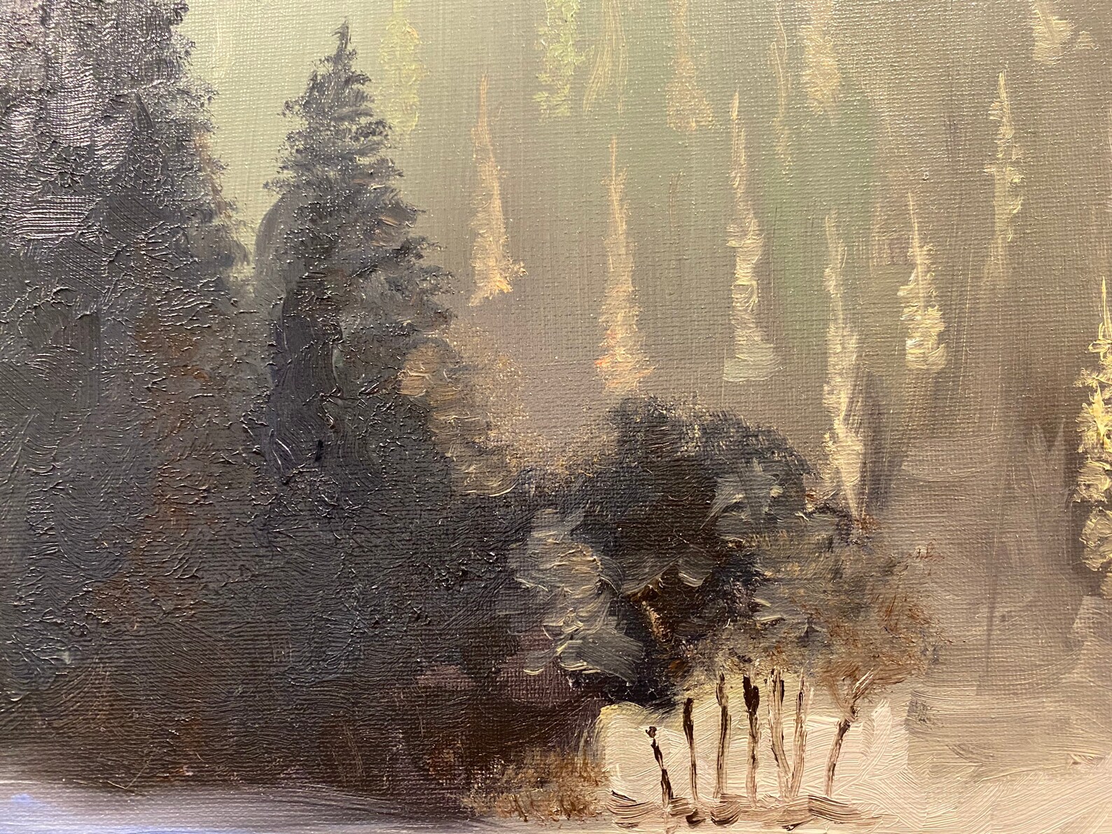 Oil painting Landscape Dark Forest Night Forest brown green | Etsy