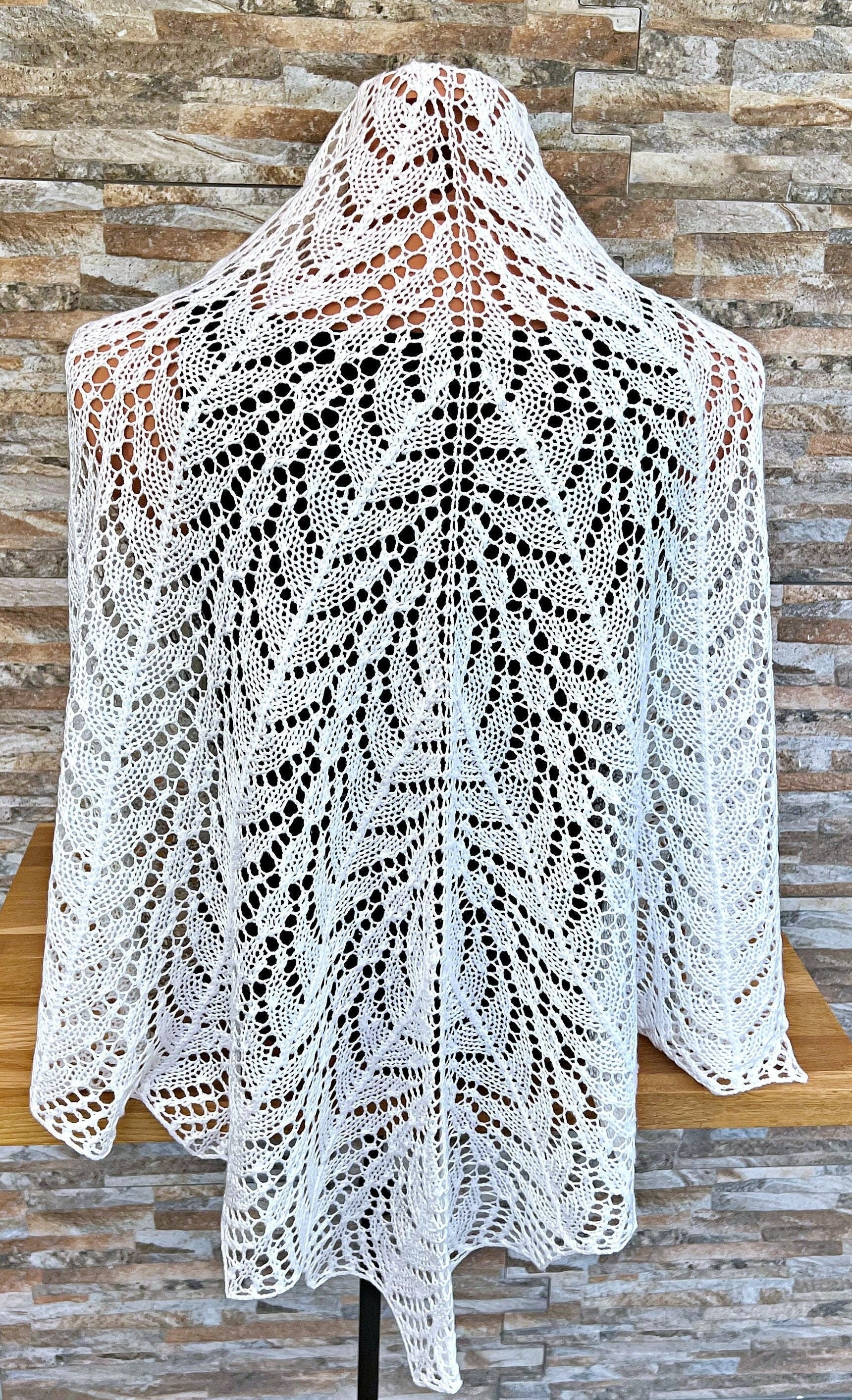 Hand Knit Shawl Hand Knit Lace Shawl Triangle Cotton Shawl Bridal Shawl ...