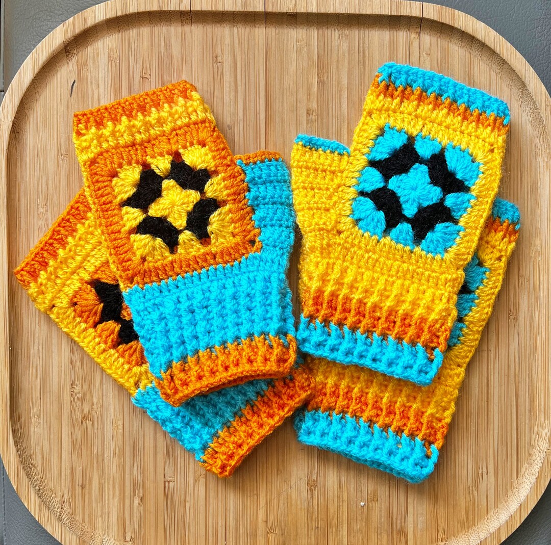 Handmade Granny Square Gloves , Crochet Glove, Handmade Gift, Granny ...