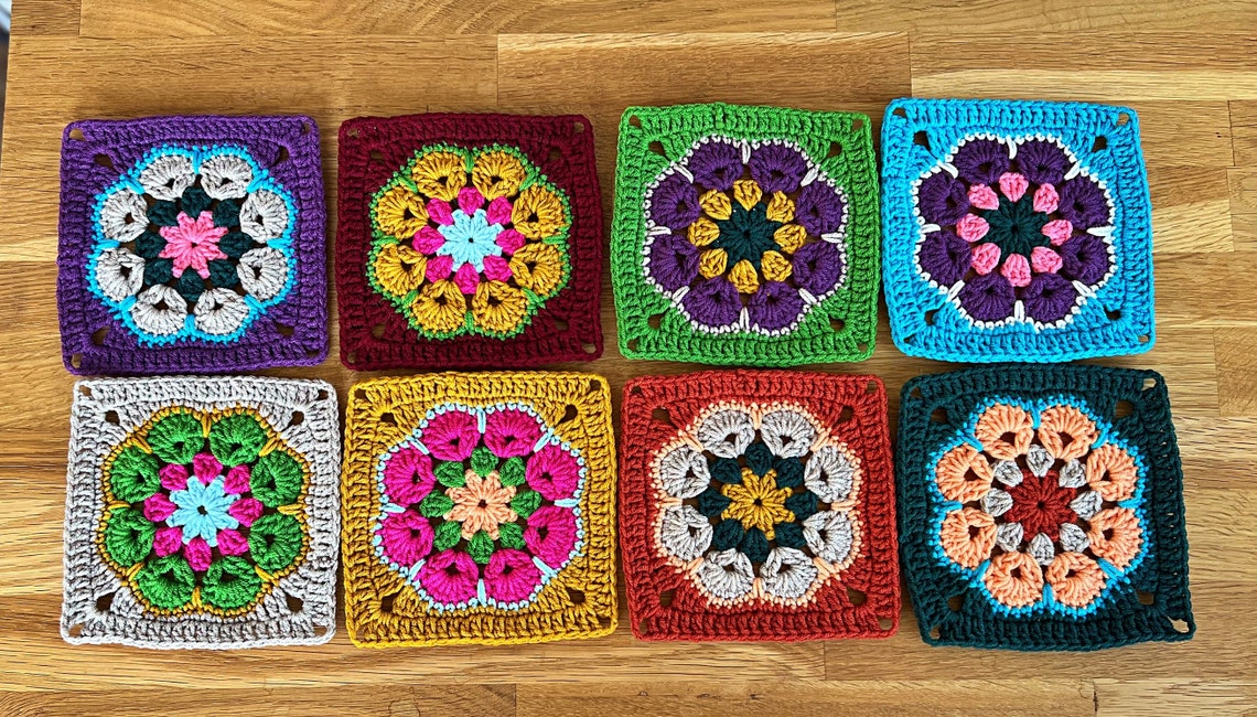 Custom Handmade Granny Square Kit Lot 6 Pcs Crochet Granny - Etsy