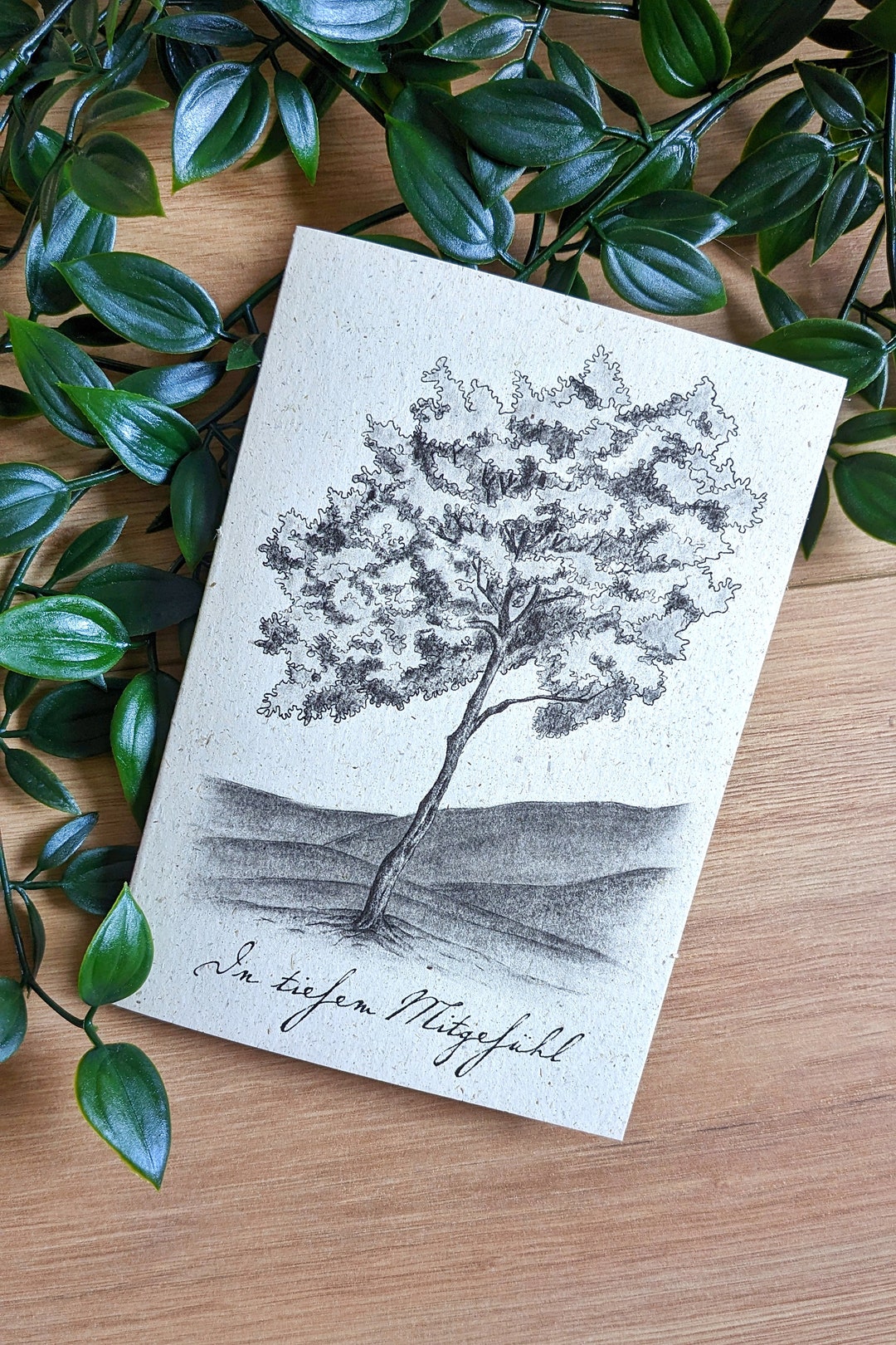 Mourning Card Tree Folding Card Condolence Card Grass Paper With ...