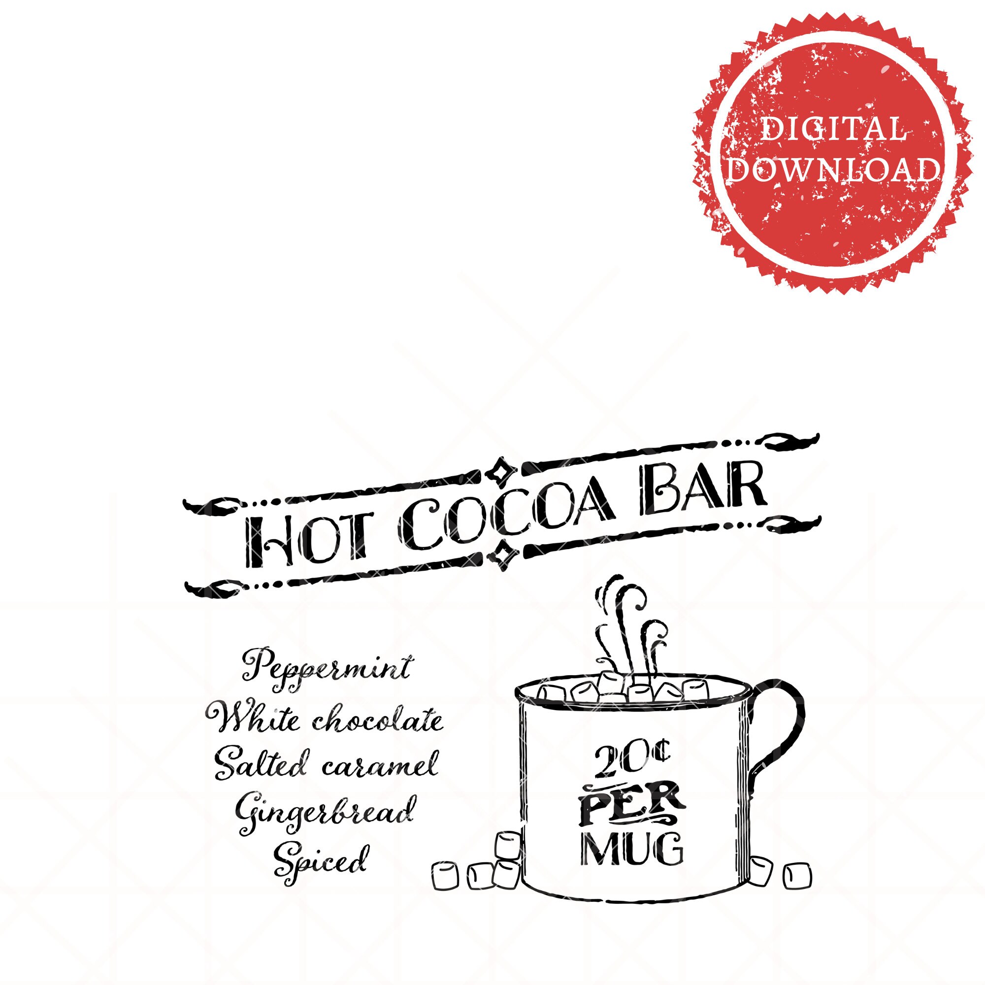 Hot Chocolate Bar SVG, PNG Christmas, Winter Theme DIY Holiday Decor ...