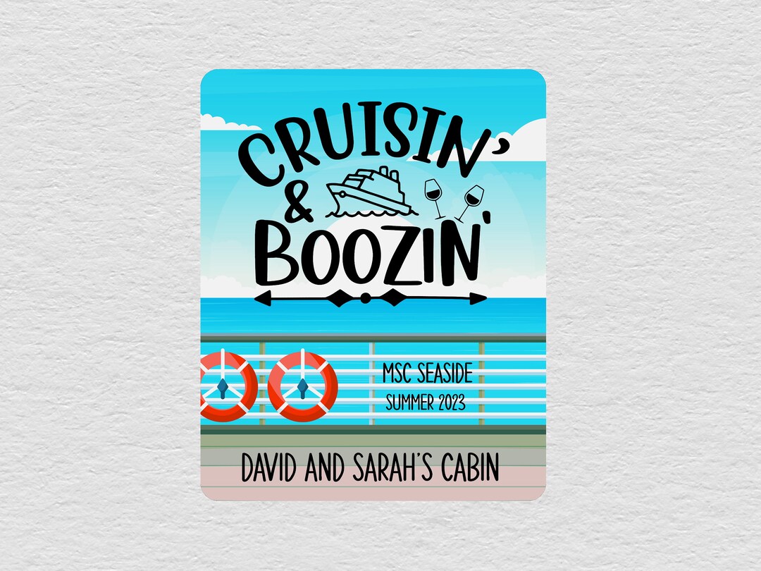 Cruisin and Boozin Cruise Door Magnet, Personalized Cruise Door Sign ...