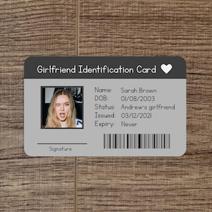 Girlfriend ID Card, Custom Metal Wallet Card, Personalized Gift ...
