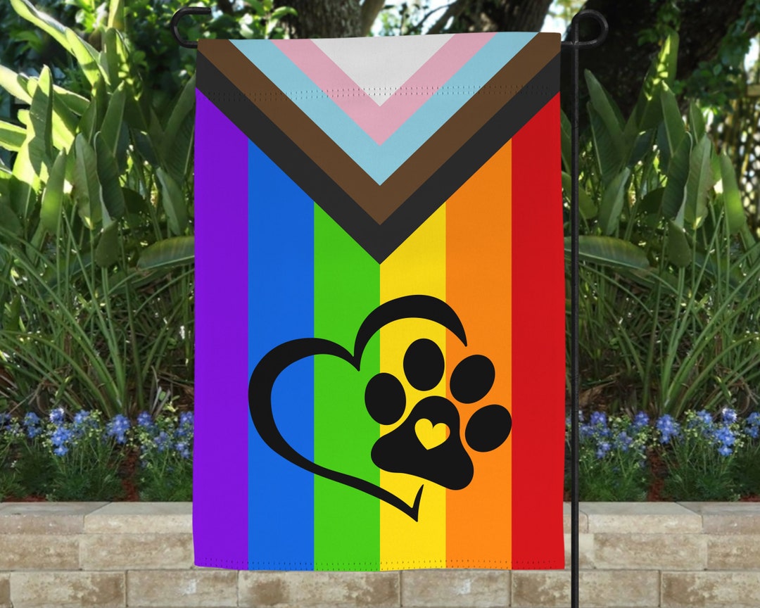 Progress Pride Flag, Pride Garden Decor, LGBT Dog Flag, Rainbow Flag ...