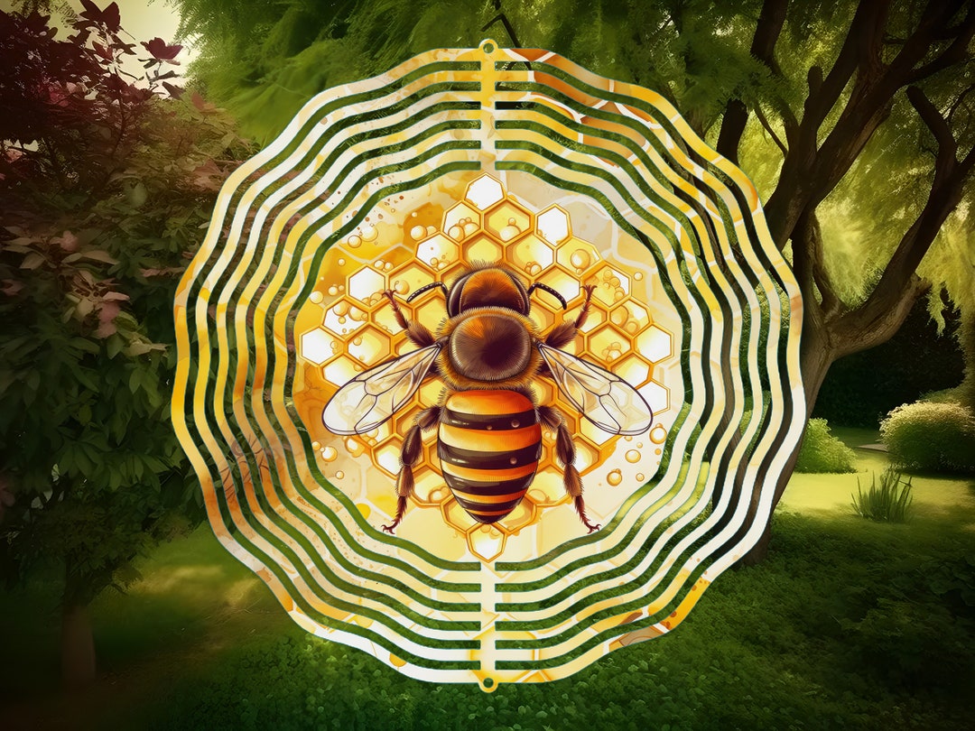 Honey Bee Wind Spinner, Garden Art, Yard Decor, Outdoor Garden Decor ...