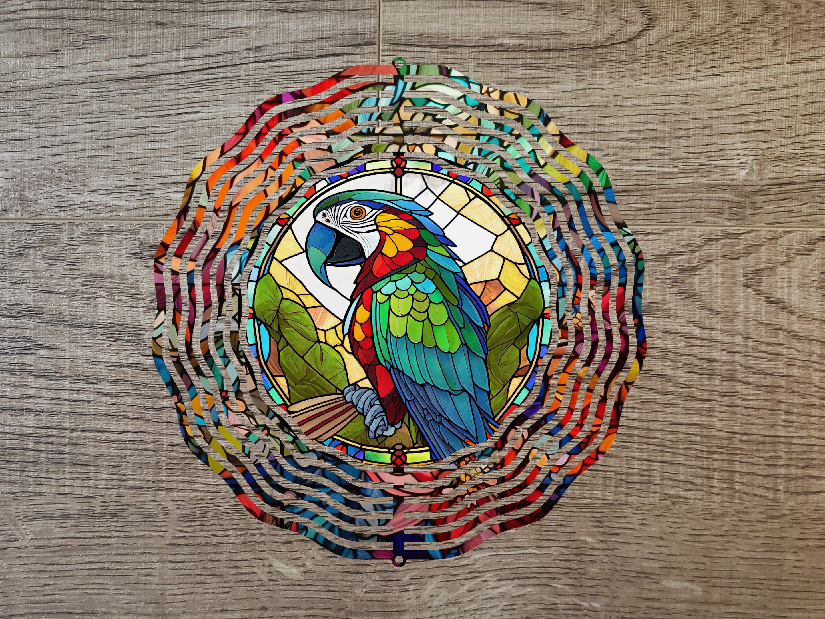 Parrot Stained Glass Wind Spinner, Yard Decor, Outdoor Garden Decor ...