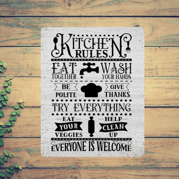 Kitchen Rules Sign - Etsy Canada