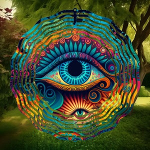 Trippy Eye Wind Spinner, Yard Decor, Psychedelic Decor, Outdoor Garden ...