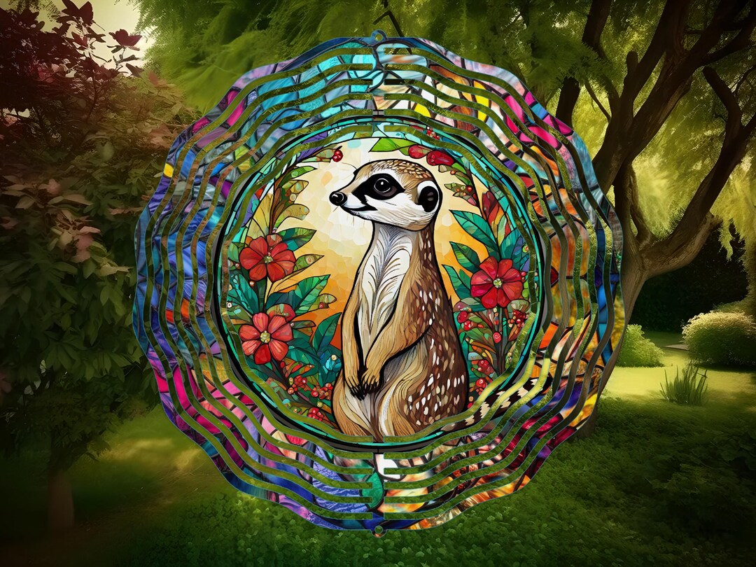 Meerkat Stained Glass Wind Spinner, Yard Decor, Outdoor Garden Decor ...