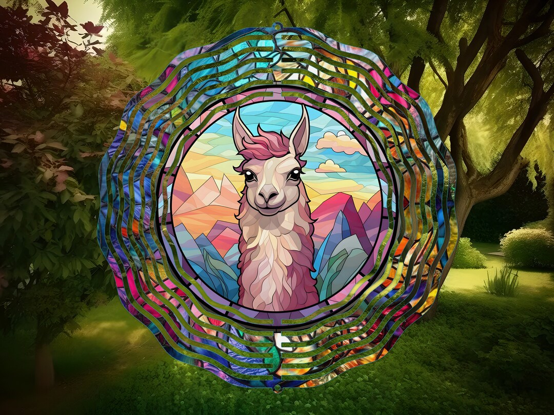 Alpaca Stained Glass Wind Spinner, Yard Decor, Outdoor Garden Decor ...