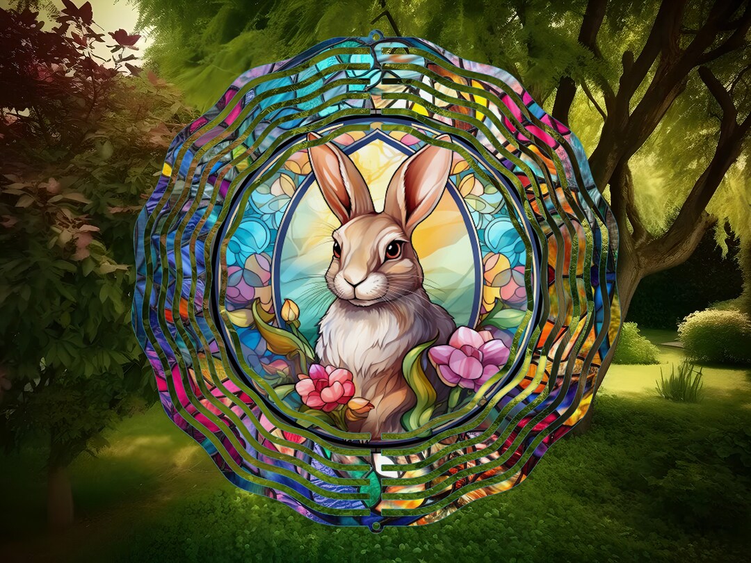 Bunny Wind Spinner, Outdoor Garden Decor, Rabbit Yard Decor, Bunny ...