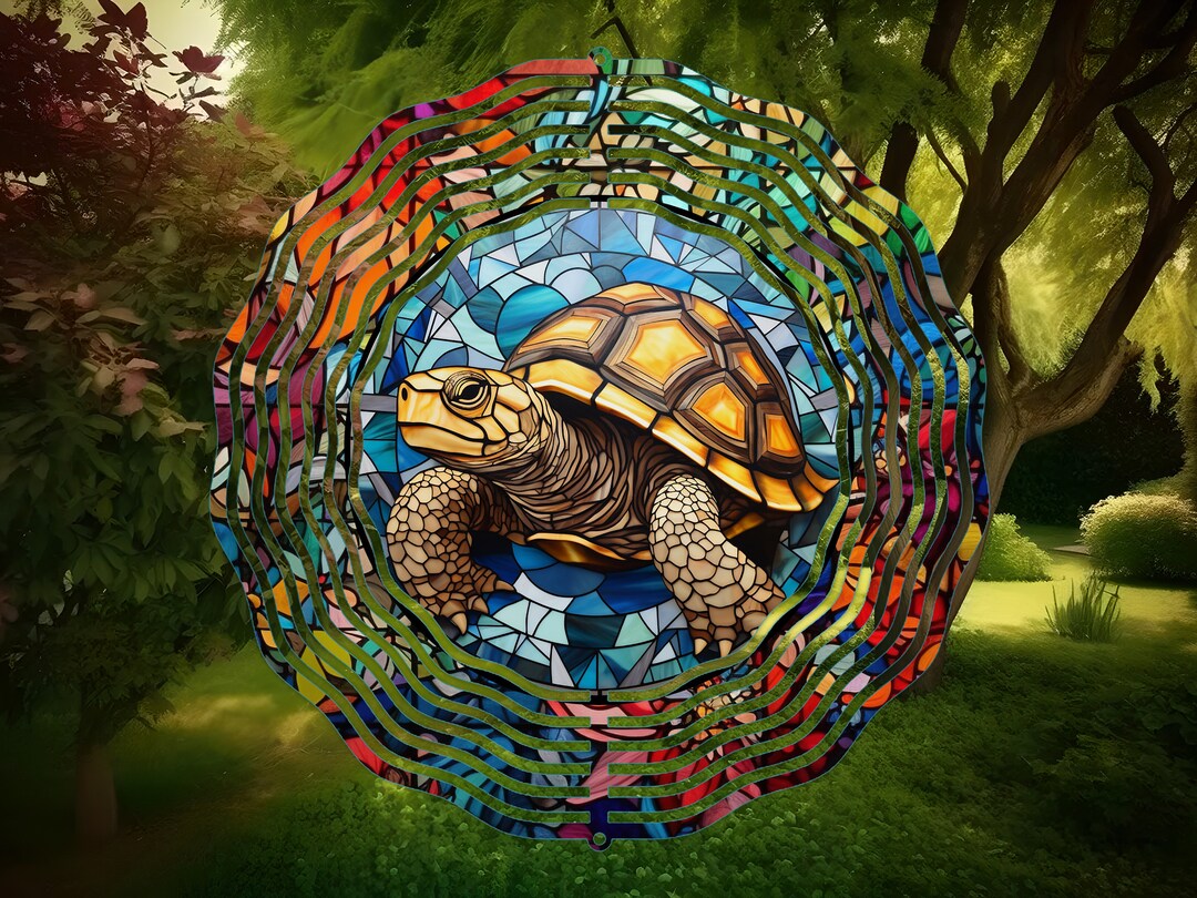 Tortoise Stained Glass Wind Spinner, Yard Decor, Outdoor Garden Decor ...