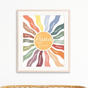 Personalized Affirmations Poster Nursery Wall Art Colorful Sun Print ...