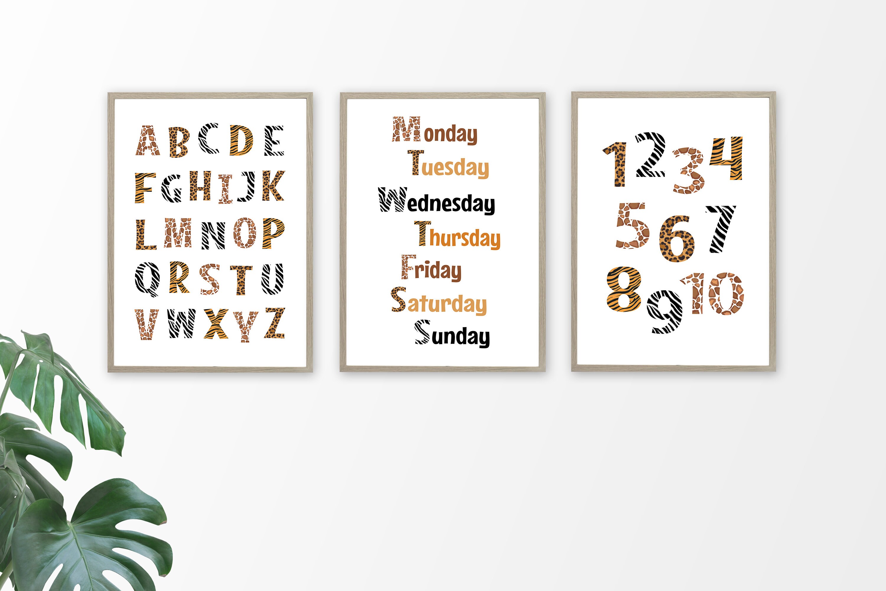Prints Kids Educational Posters Alphabet Numbers and Days of the Week ...