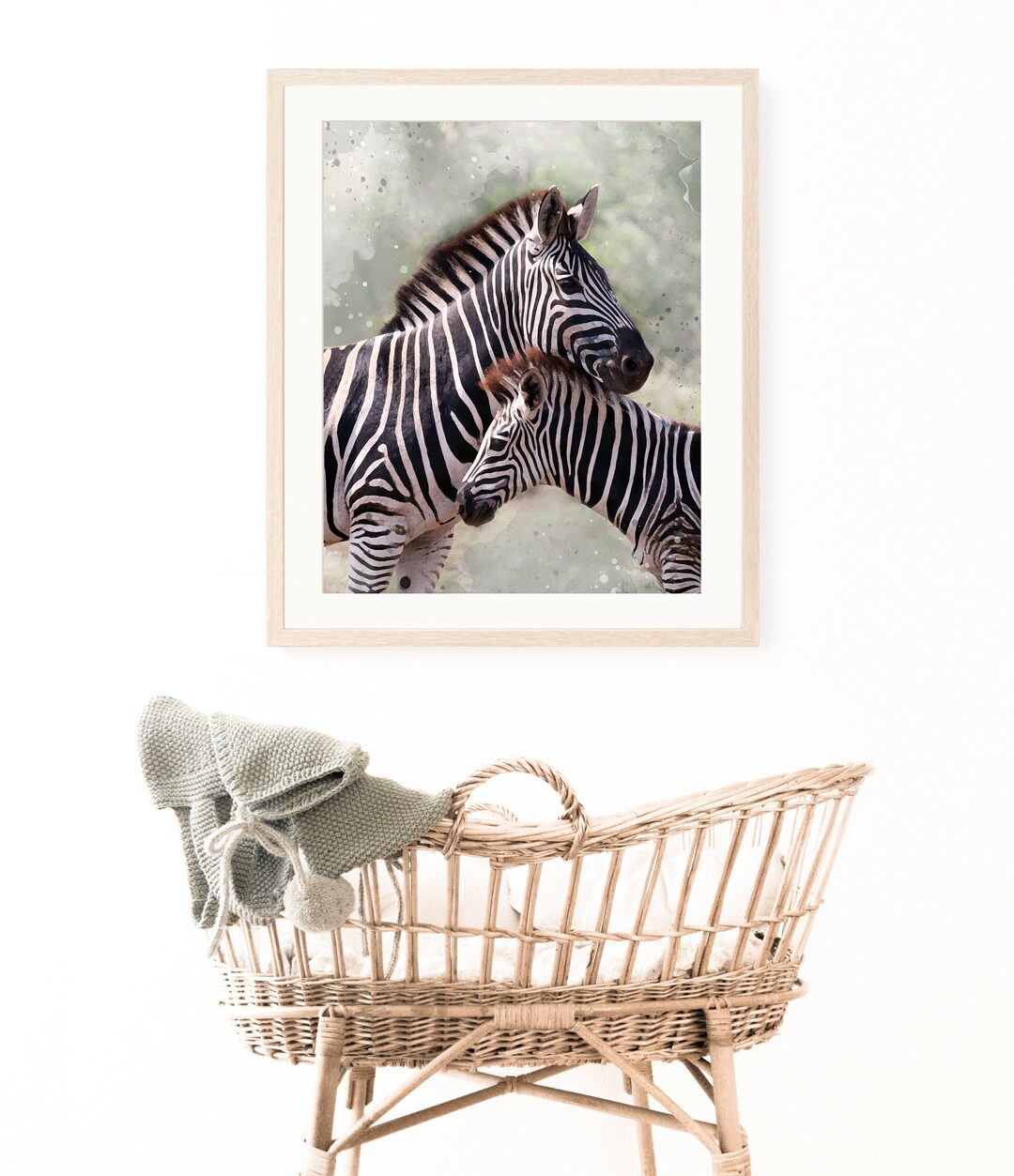 Zebra Printable, Mother and Baby Zebra Print, Watercolor Zebras, Safari ...