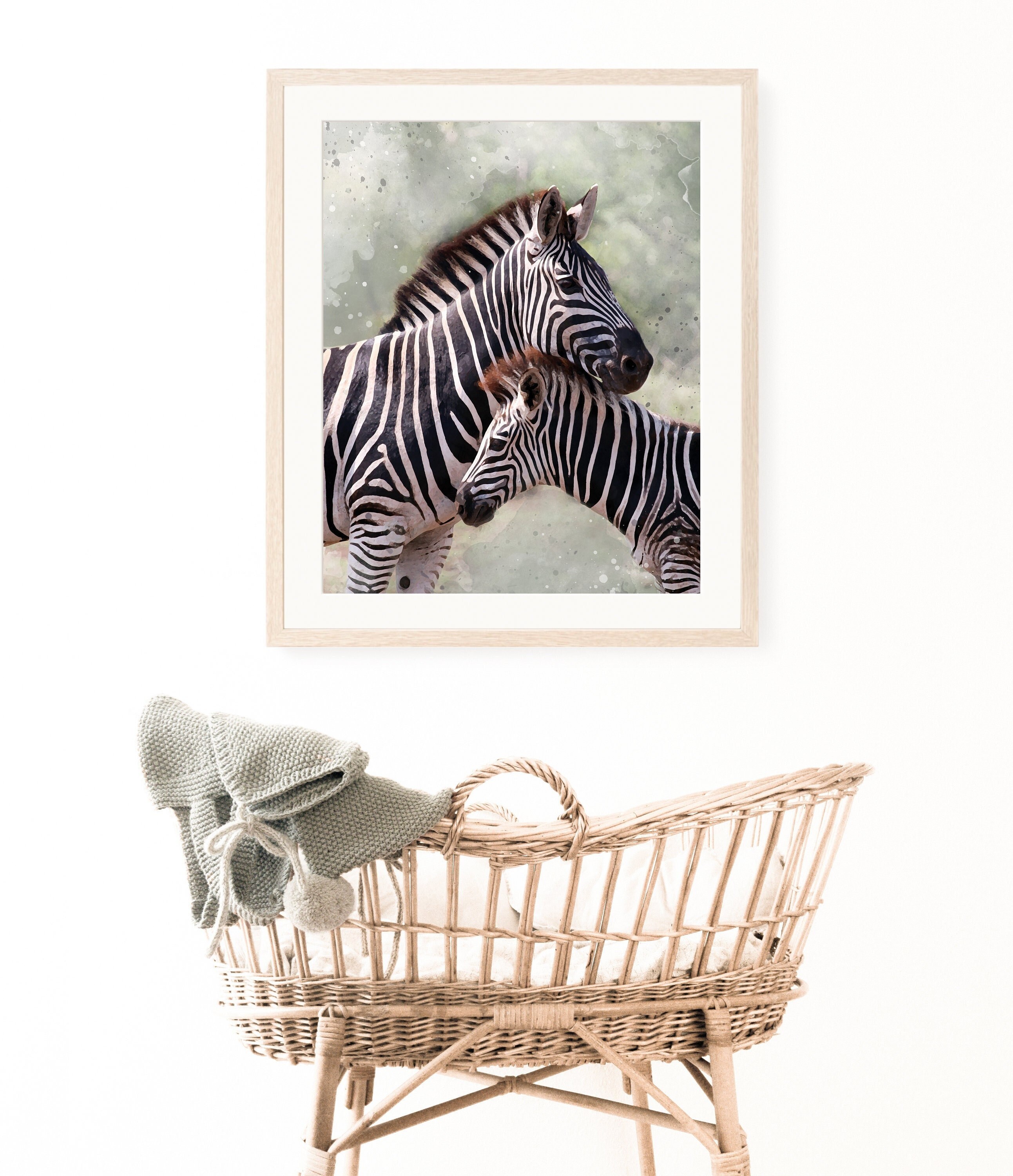 Zebra Printable, Mother and Baby Zebra Print, Watercolor Zebras, Safari ...