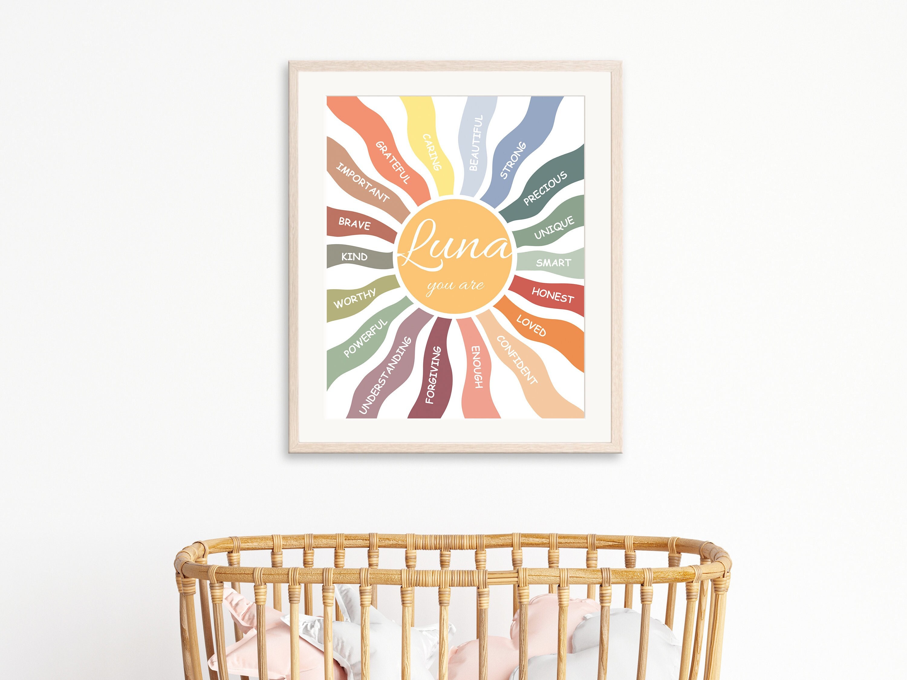 Personalized Affirmations Poster Nursery Wall Art Colorful Sun Print ...