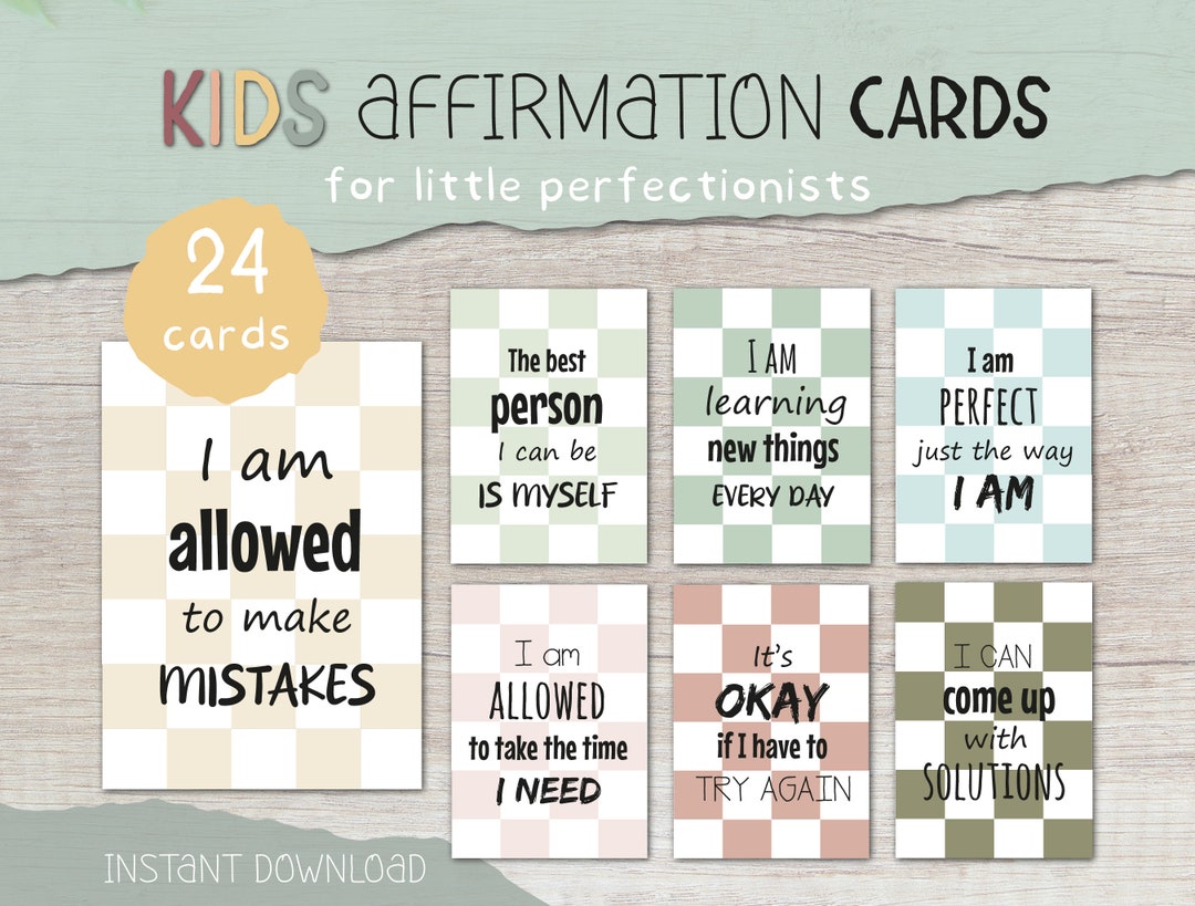 Kids Affirmation Cards Printable for Perfectionists Daily Affirmations ...