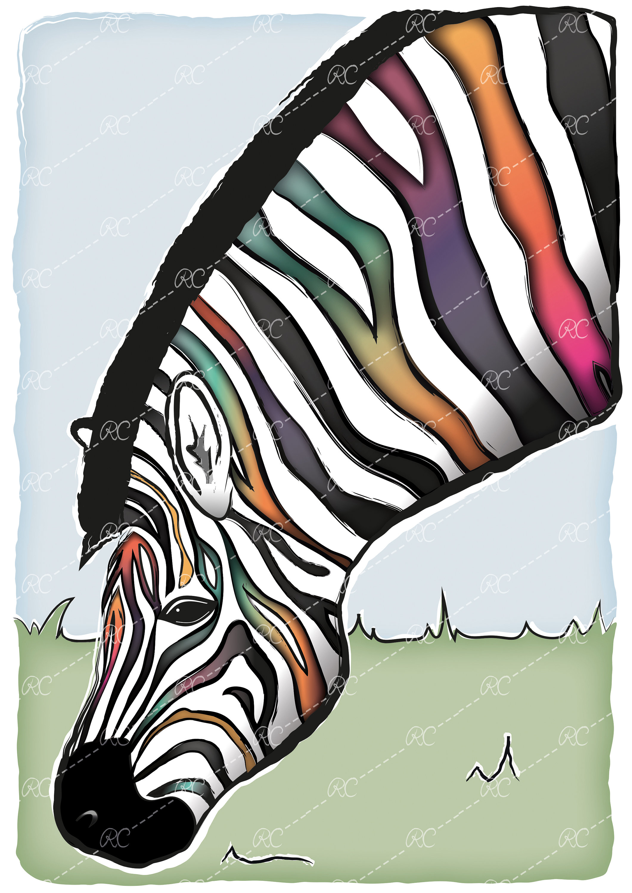 Colorful Zebra Print Nursery Wall Art Safari Nursery Decor Abstract ...