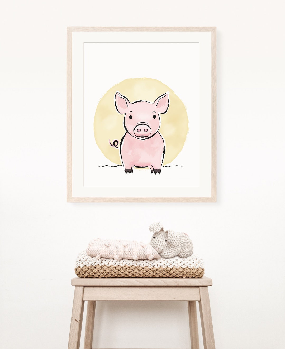 Pig Printable Baby Pig Poster Watercolor Piglet Farm - Etsy