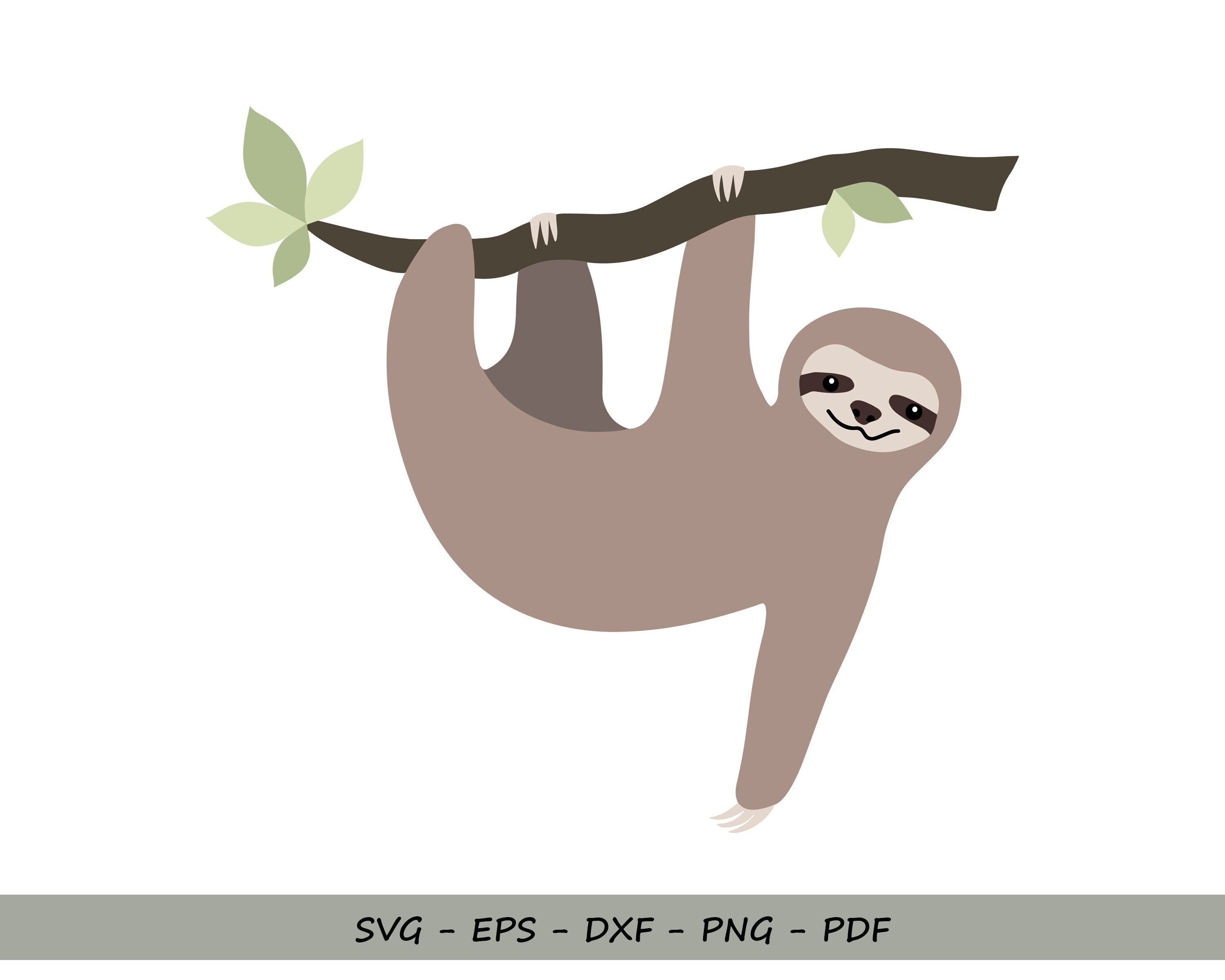 Sloth Svg, Svg Cut File, Sloth Clipart, Cute Sloth Png, Lazy Hanging ...