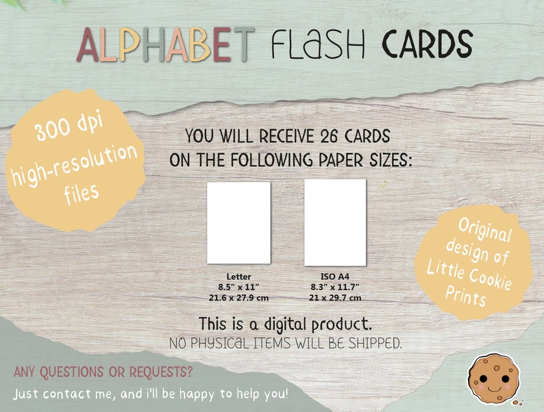 Retro Alphabet Flash Cards for Kids Printable Educational Flash Cards ...