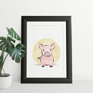Pig Printable, Baby Pig Poster, Watercolor Piglet, Farm Nursery Theme ...