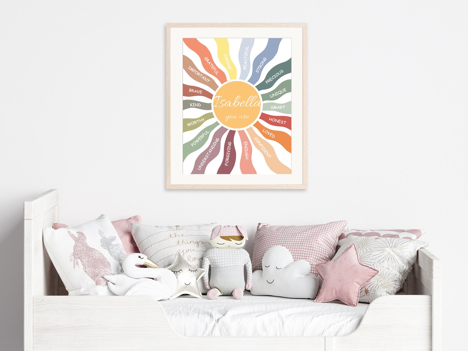 Personalized Affirmations Poster Nursery Wall Art Colorful Sun Print ...