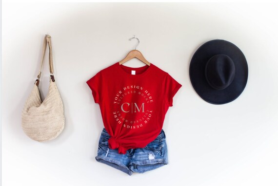 Red T Shirt Mockup Red Flat Lay Mock-up Simple Summer Mockup | Etsy