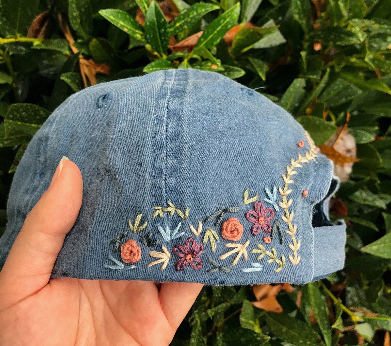Hand Embroidered Floral Hat Floral Embroidery Flower Hat - Etsy